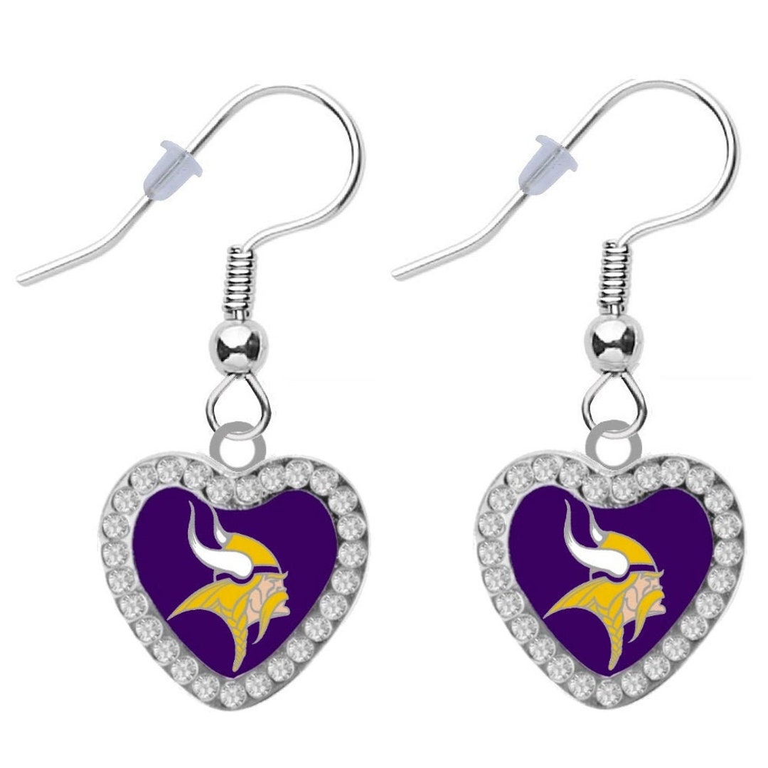 MINNESOTA VIKINGS CRYSTAL Heart Earrings - Etsy