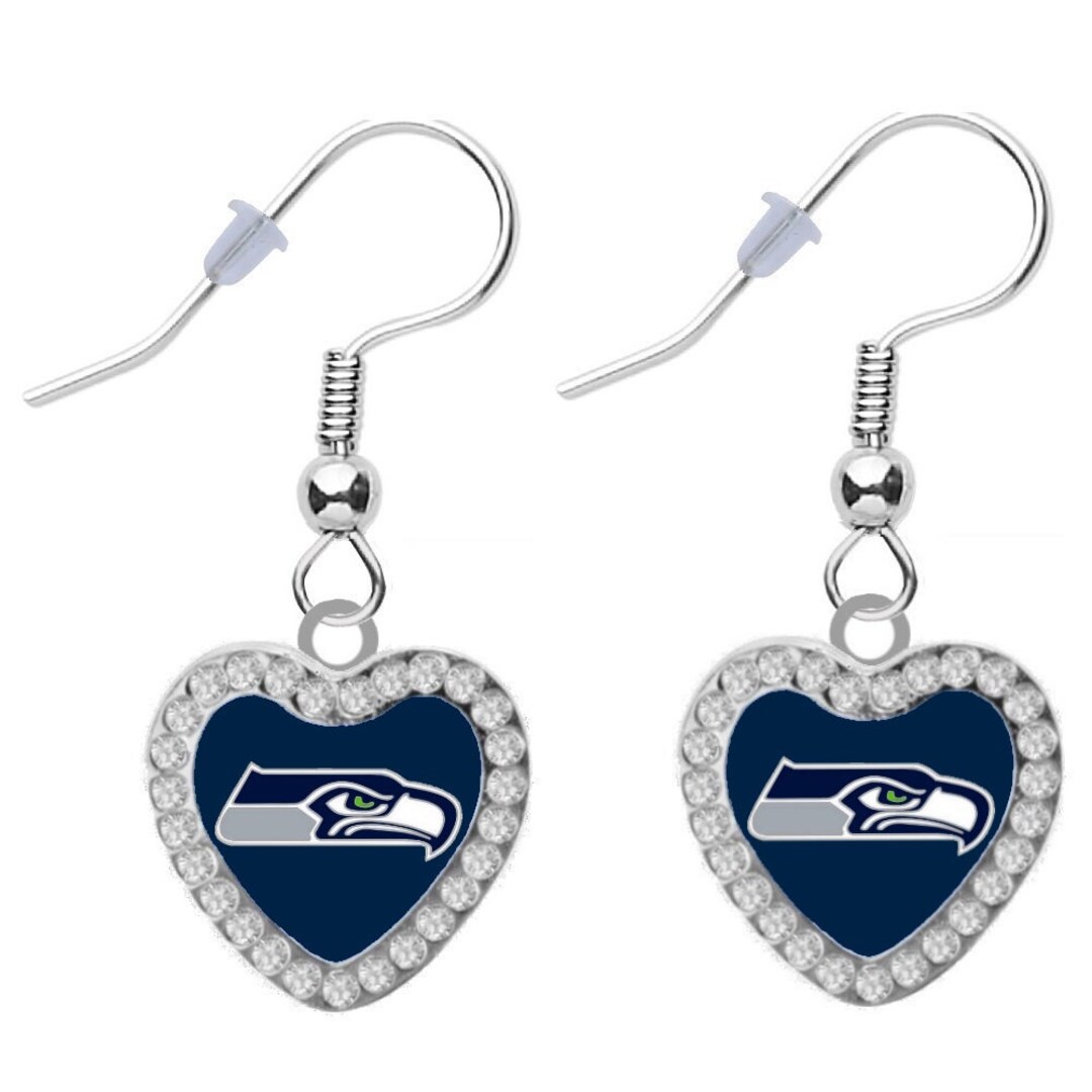 SEATTLE SEAHAWKS CRYSTAL Heart Earrings - Etsy
