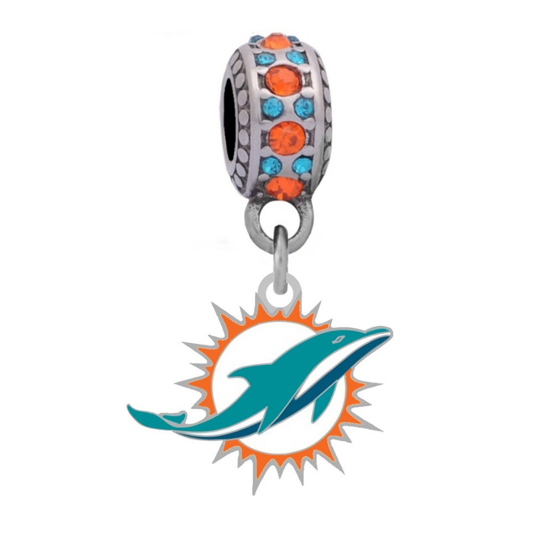 DOLPHINS LOGO Charm Compatible With Pandora Style Bracelets. Can Also ...