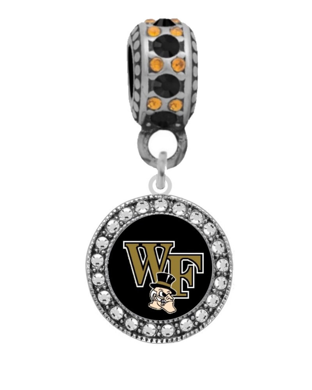 WAKE FOREST University WF W/ Mascot Button Crystal Charm Compatible ...