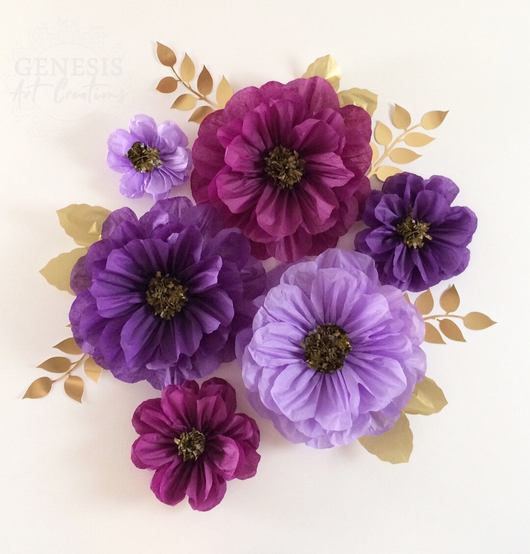 Purple Tissue Paper Flower Set: Plum Lavender Wedding Decor - Etsy