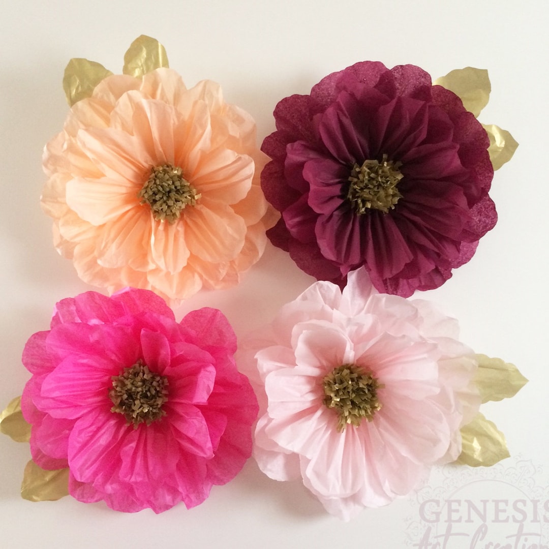Custom 14" Tissue Paper Flowers: DIY Decor, Pink, Mint, Peach - Etsy