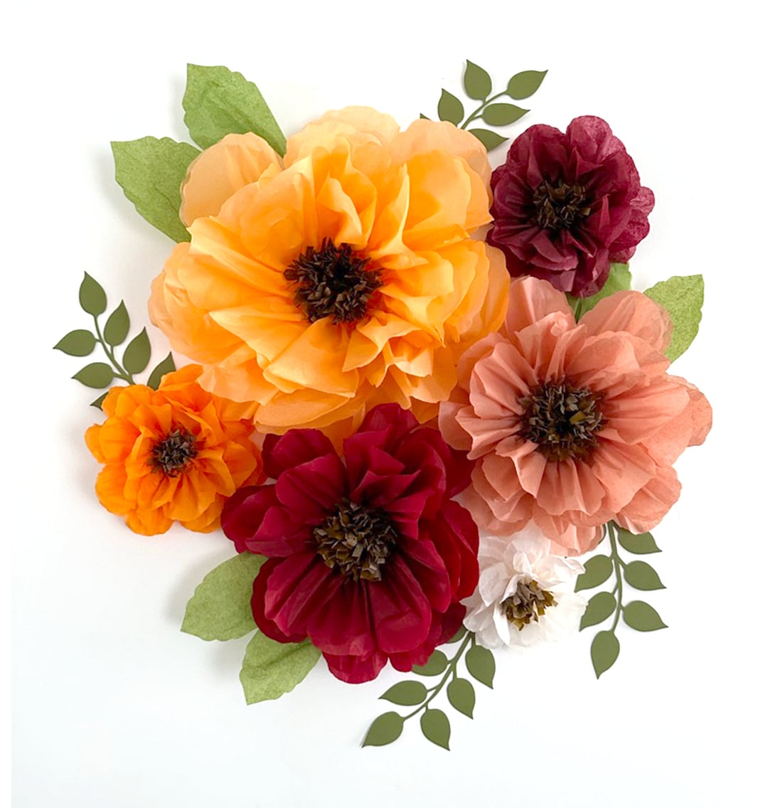 TERRACOTA 6 Large Autumn Paper Flowers, Wedding Backdrop, Wall ...