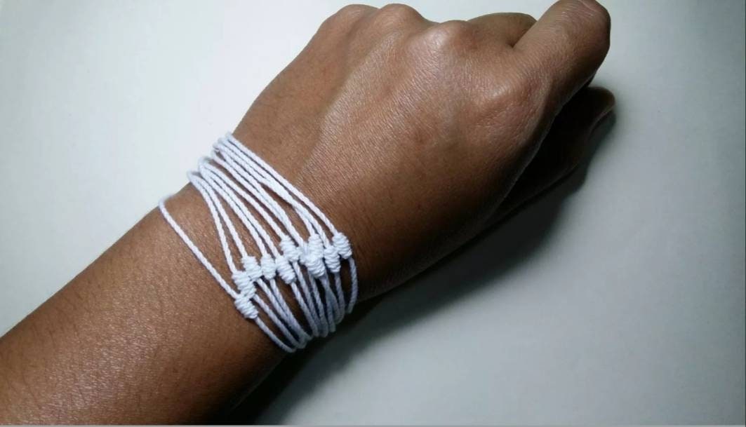 Set 10 Super Slim Thai Buddhist Braided Wristband Bracelet Monk Blessed ...