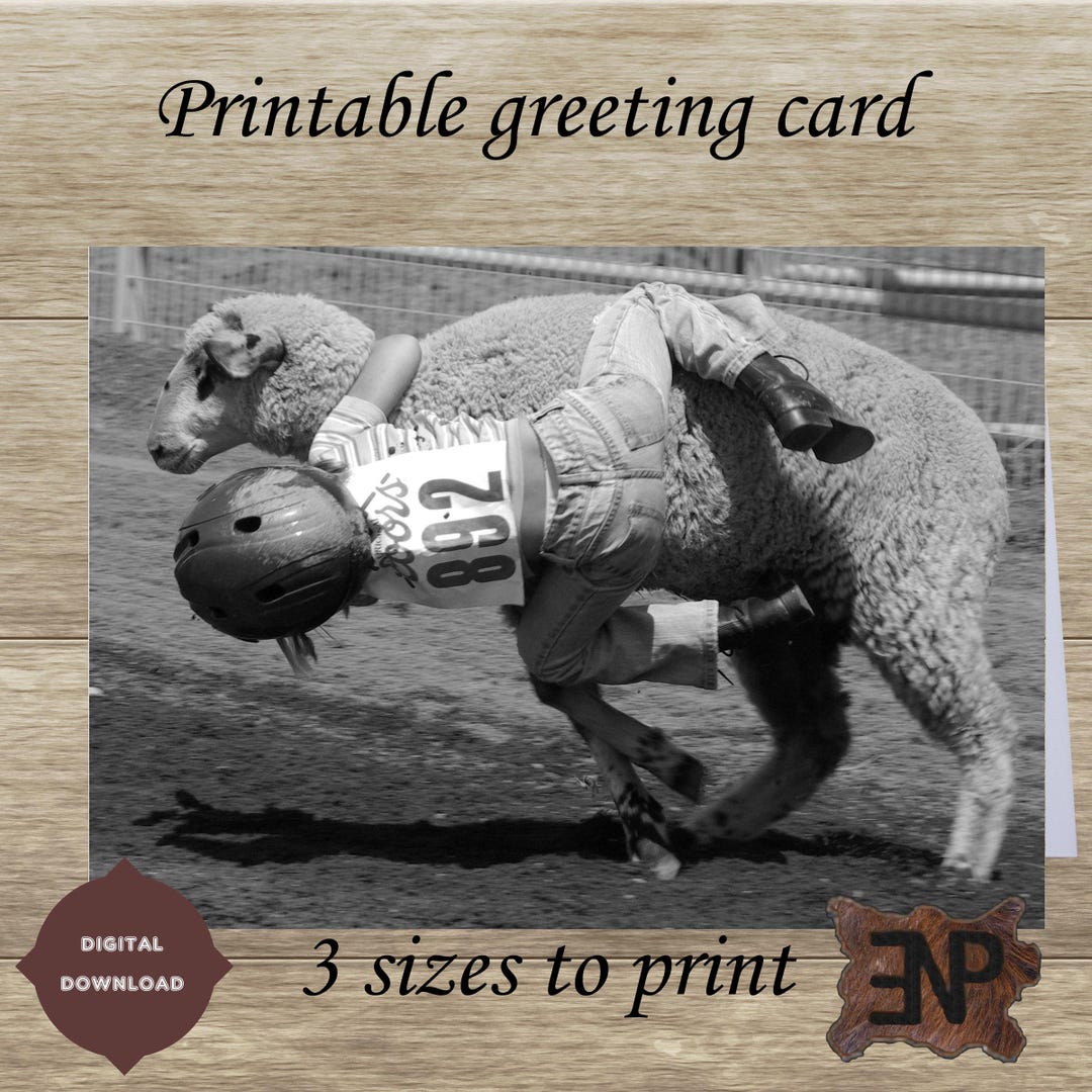 Mutton Busting Instant Digital Download Printable Note Card 3 Card ...