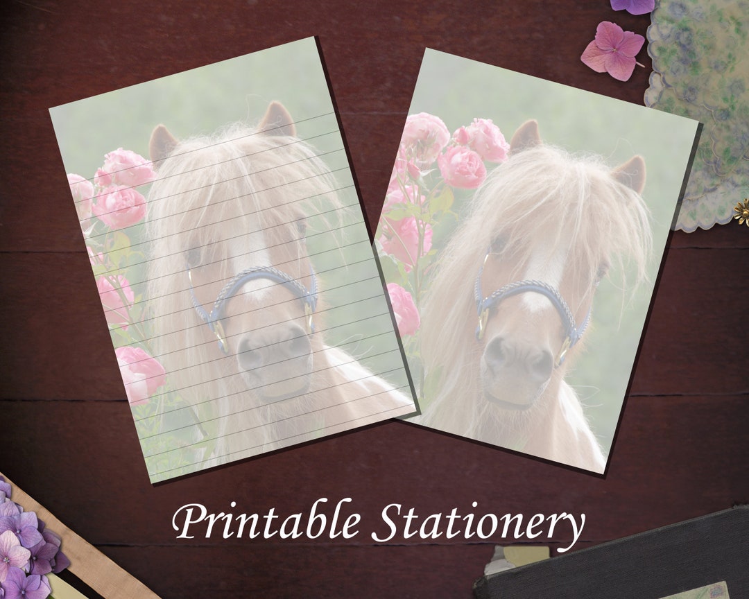 Printable Horse Stationery, Instant Digital Download, Lined and Unlined ...