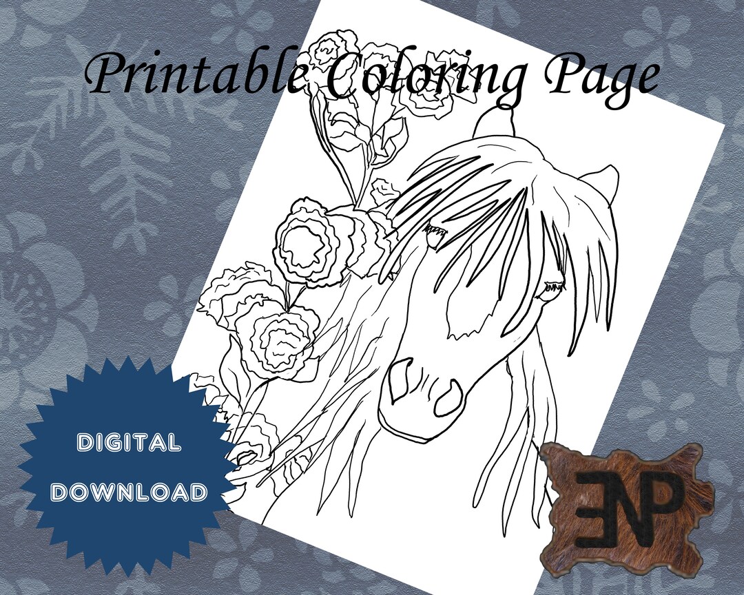 Printable Horse Coloring Page - Instant Digital Download - Two Bits ...