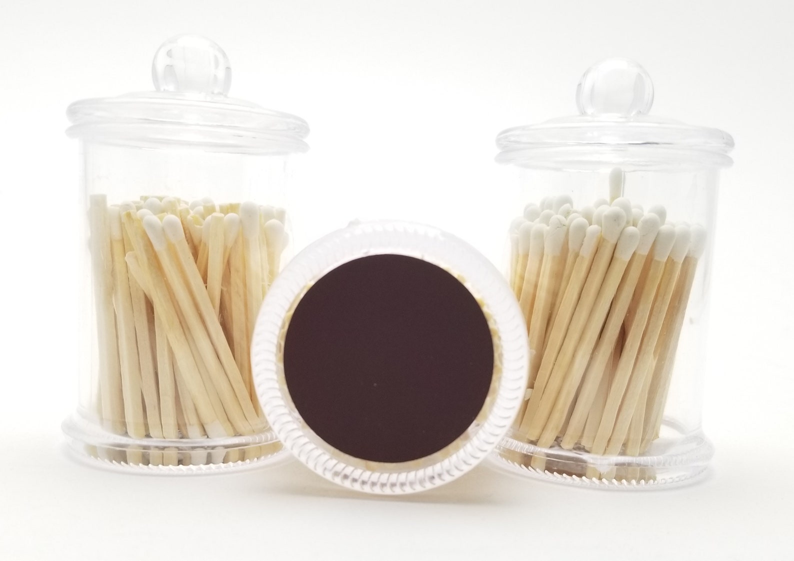 100 wooden safety matches in a clear acrylic plastic canister | Etsy