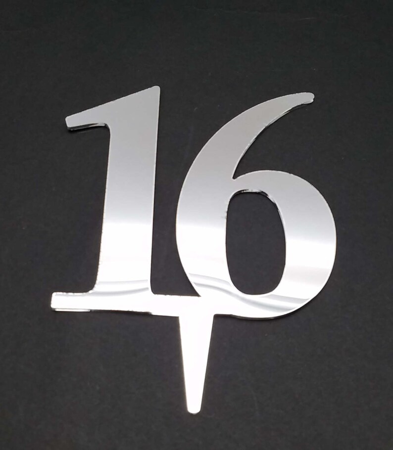 3 Pcs Number 16 Signs Silver Mirror Like Acrylic 5 X - Etsy