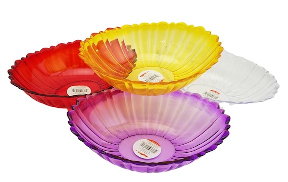 4 plastic acrylic serving bowls W/scalloped Edge Oval 4 | Etsy