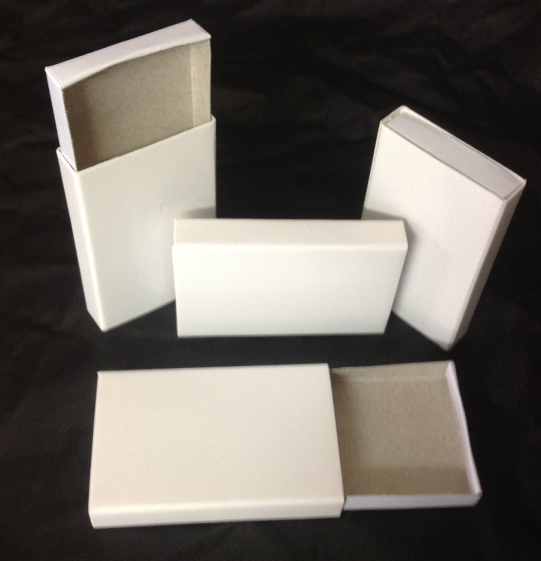 25 Plain White 2.5 Cardboard Slide Tray Wooden Match Type Candy Storage ...