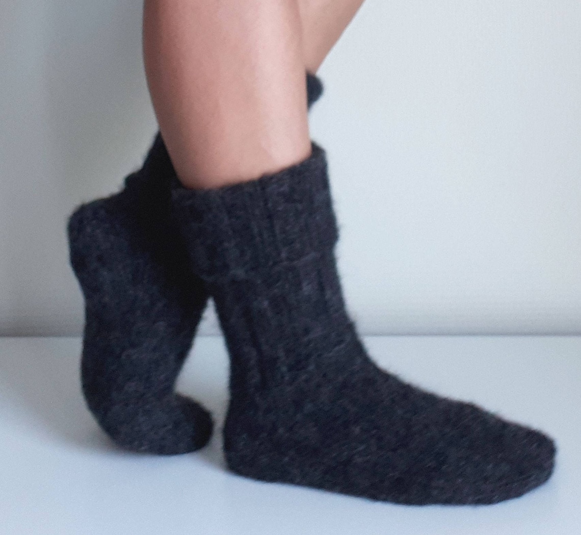 Dark Grey Angora Socks. Pure Angora Wool Yarn. Soft and Comfy. - Etsy