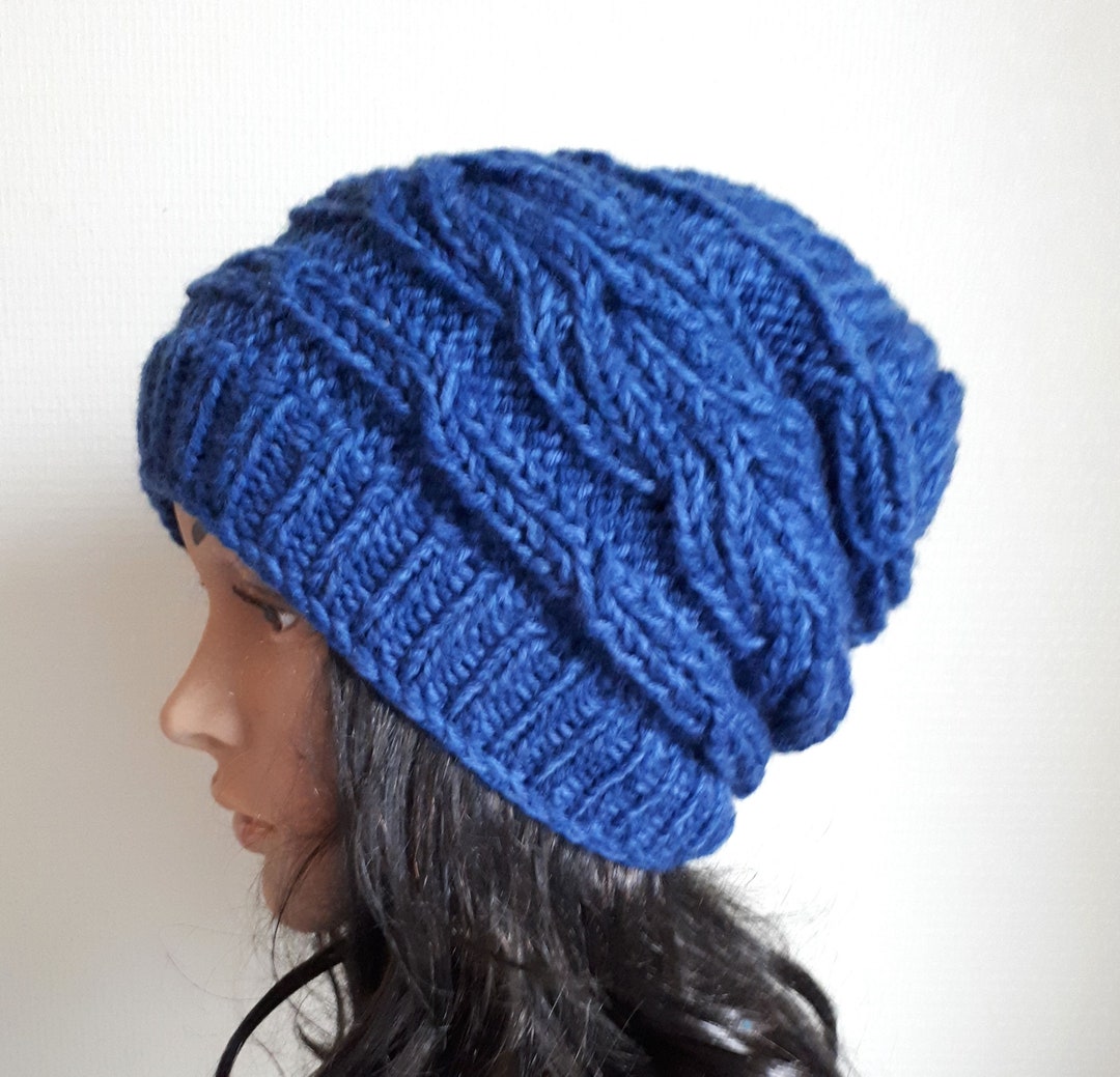 Wool Women Hat in Color "turkish Blue". Winter Women Hat. Hand Knited ...