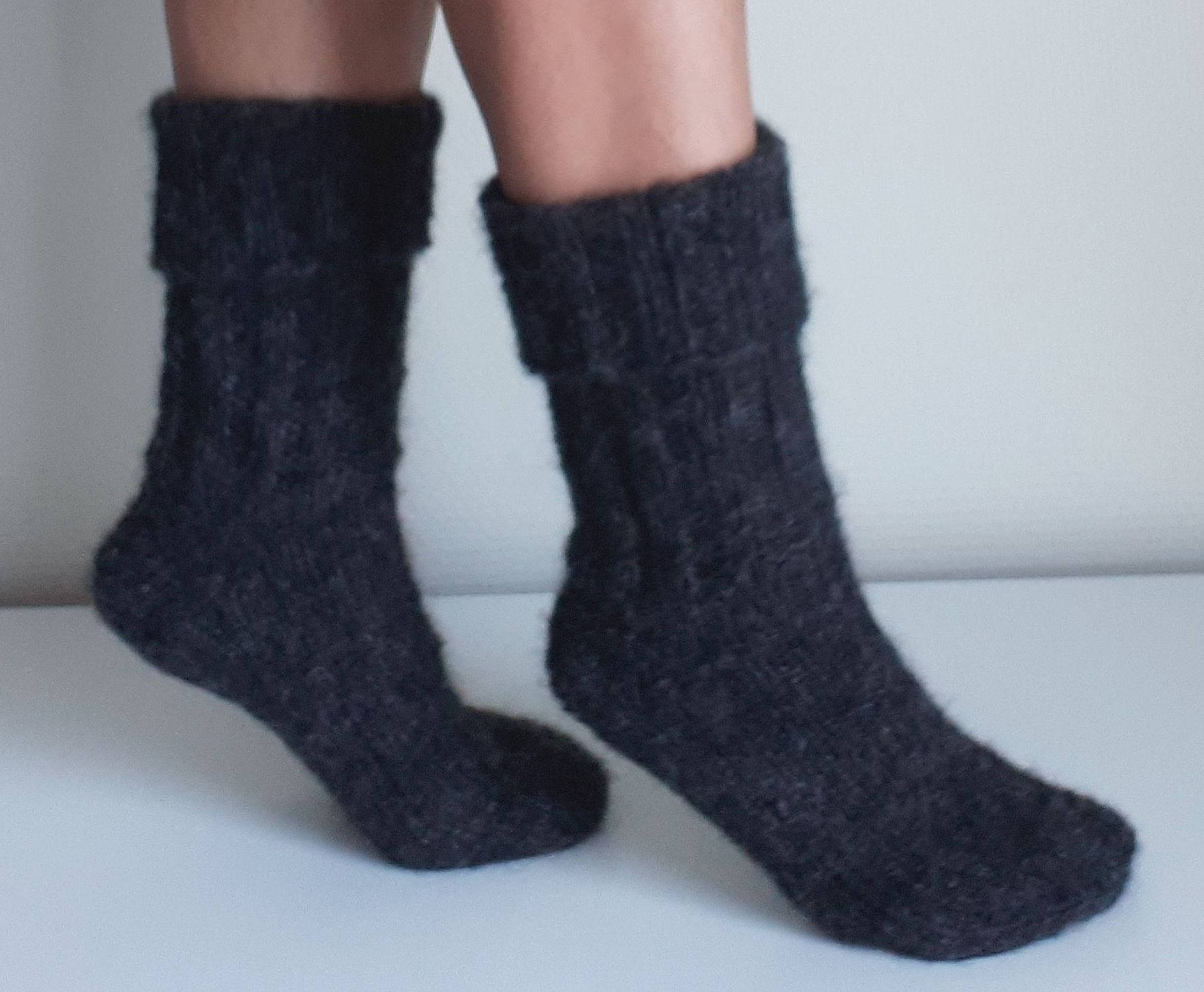 Dark Grey Angora Socks. Pure Angora Wool Yarn. Soft and Comfy. Hand ...