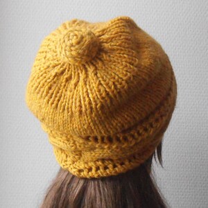 Wool Hat in Mustard Yellow. Hand Knit Hat. Winter Women Hat. - Etsy