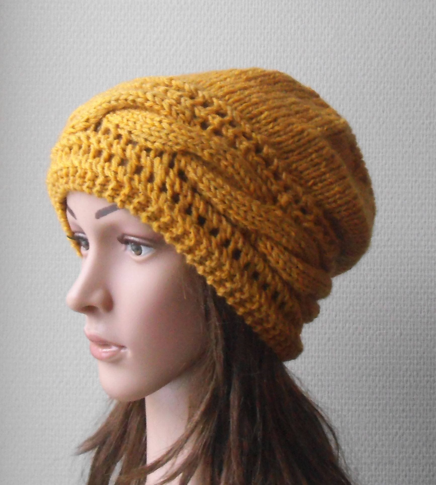 Wool Hat In Mustard Yellow. Hand Knit Hat. Winter Women Hat. | Etsy