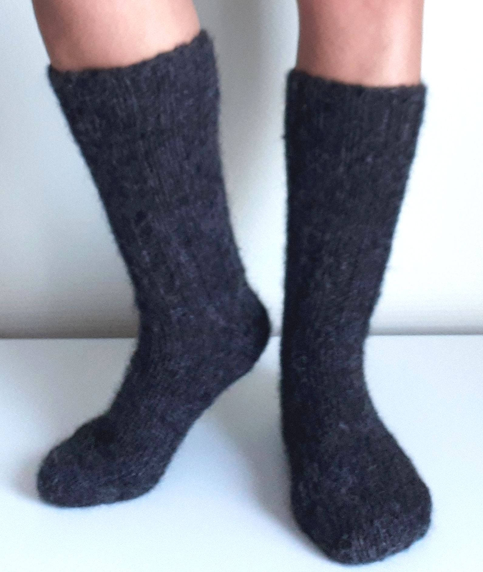 Dark Grey Angora Socks. Pure Angora Wool Yarn. Soft and Comfy. Hand ...