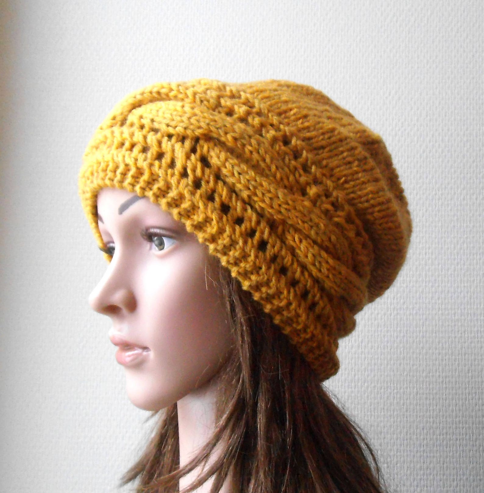 Wool Hat in Mustard Yellow. Hand Knit Hat. Winter Women Hat. - Etsy