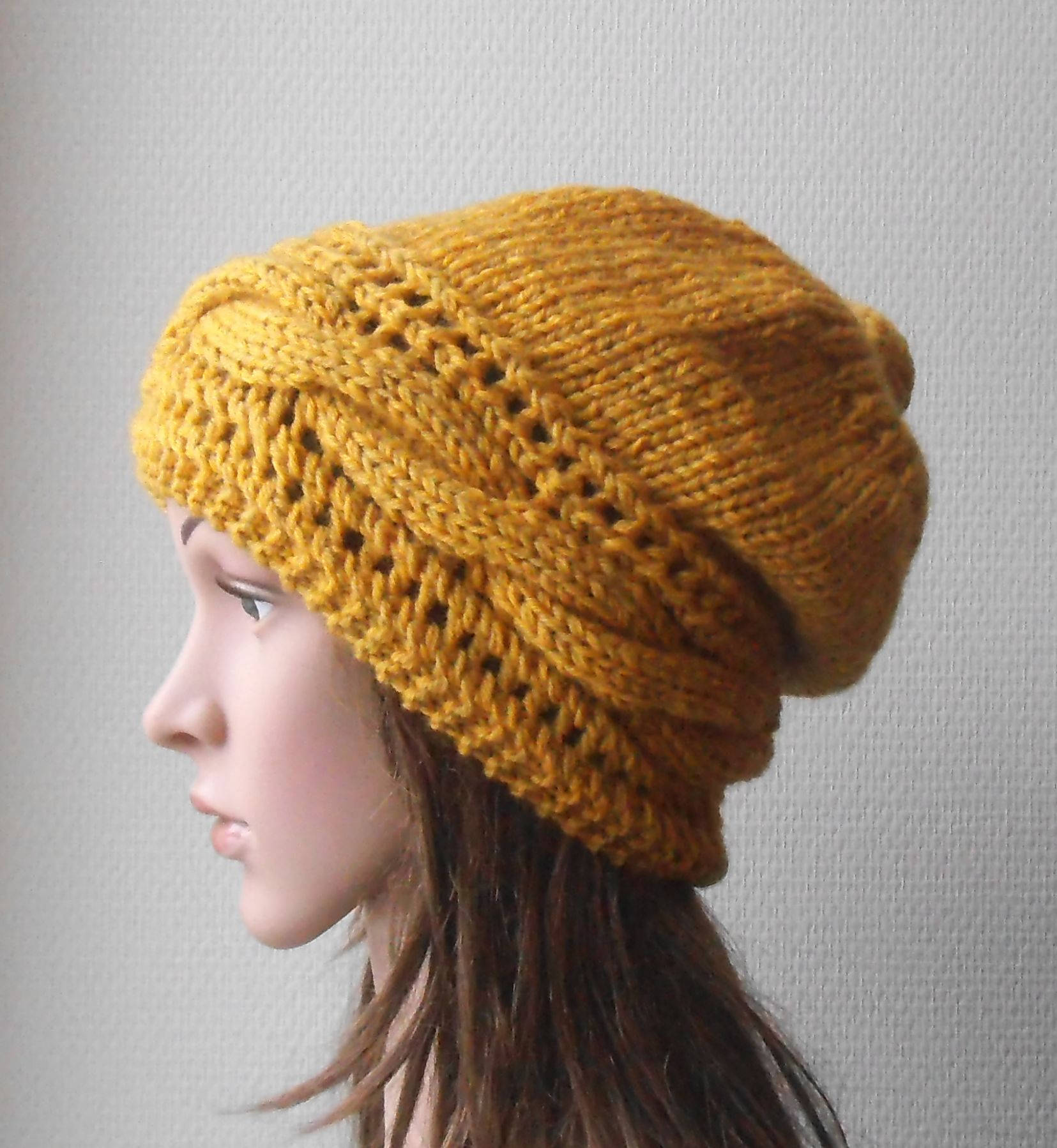 Wool Hat In Mustard Yellow. Hand Knit Hat. Winter Women Hat. | Etsy