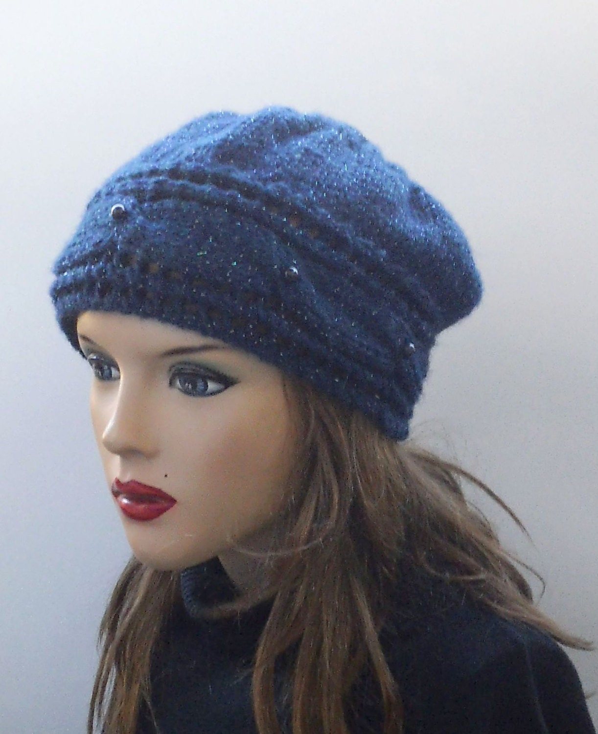 Soft Wool Hat in Egyptian Blue. Slouchy Hat. Hand Knit Hat. Winter ...