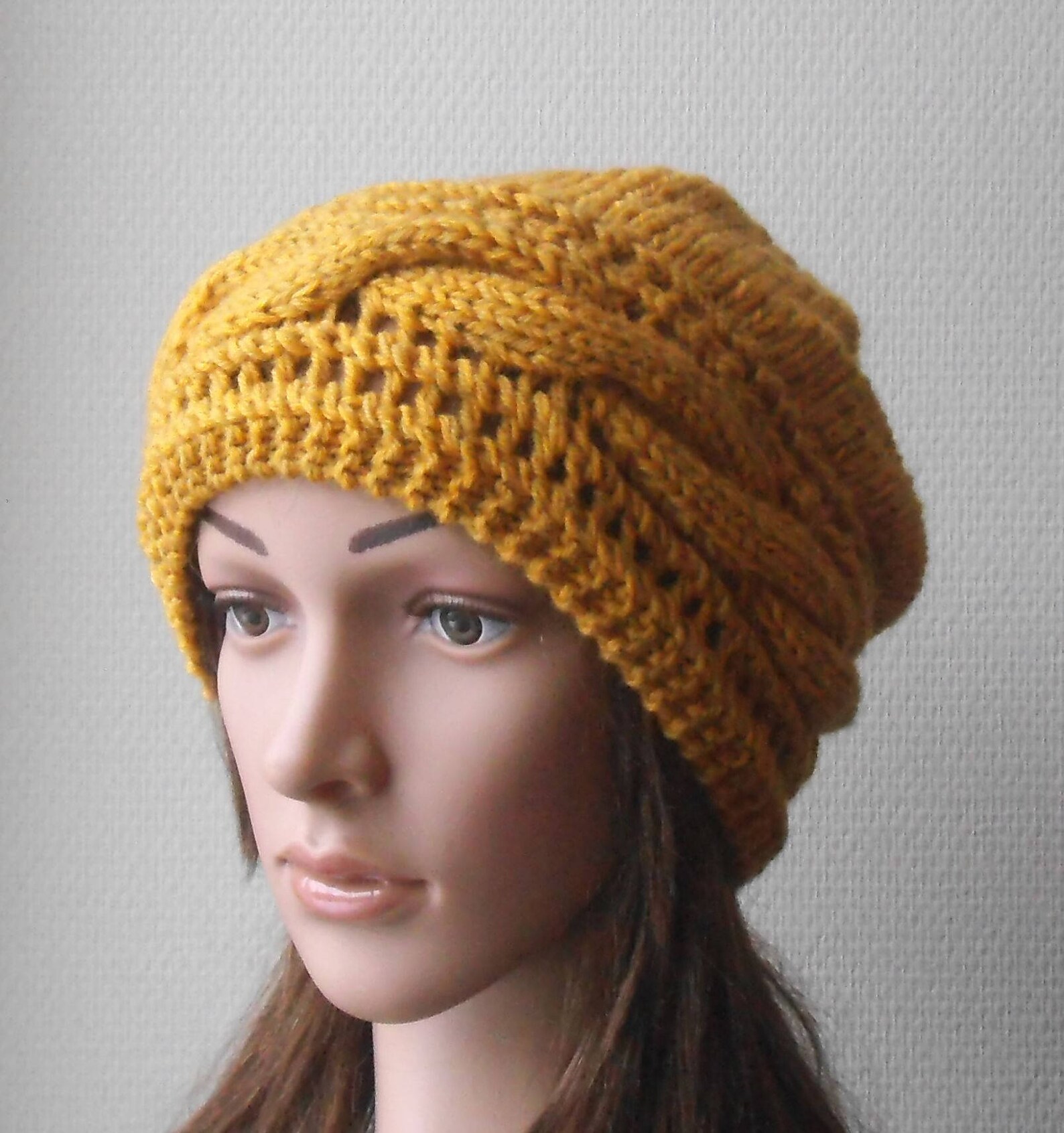 Wool Hat in Mustard Yellow. Hand Knit Hat. Winter Women Hat. - Etsy