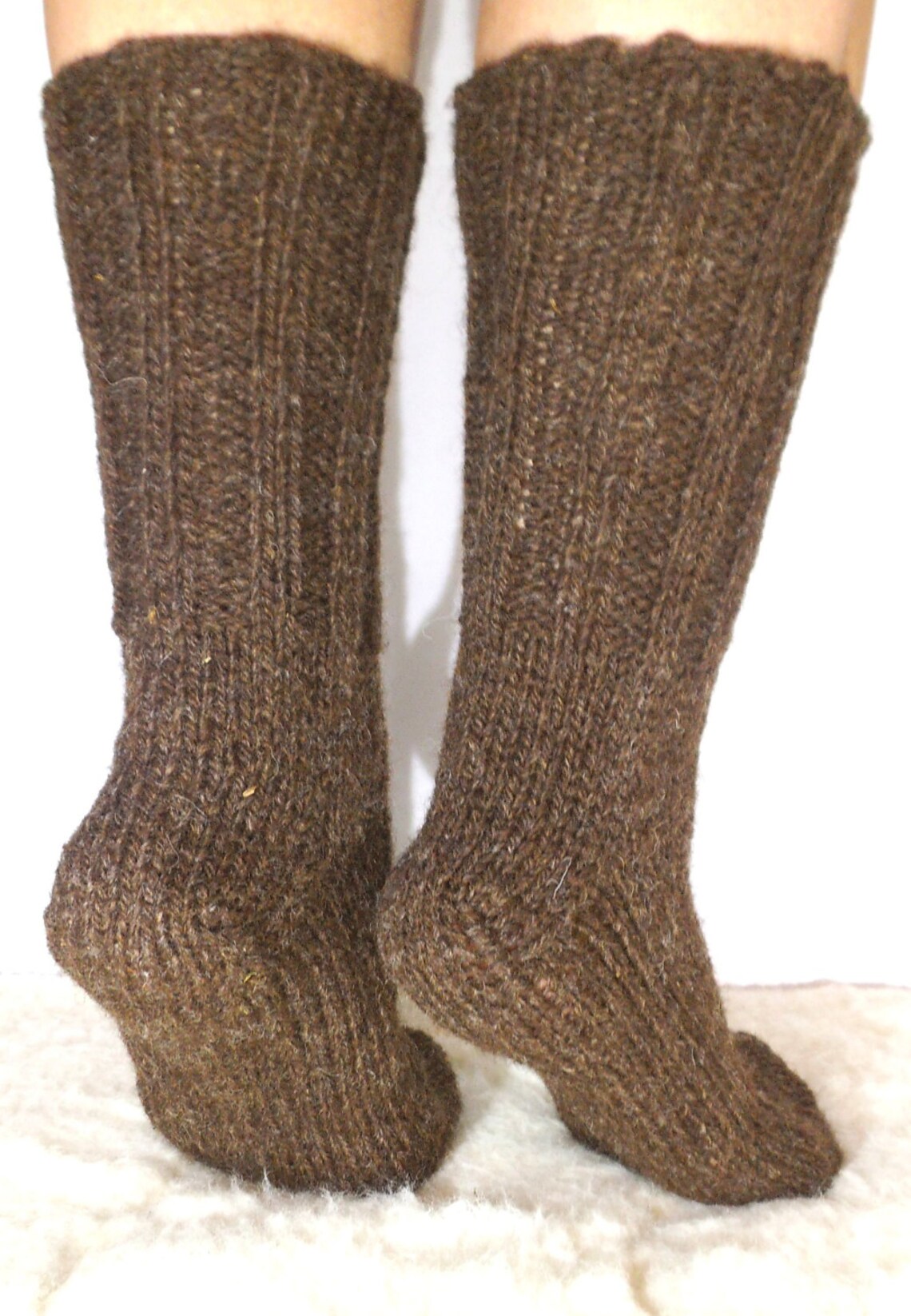 Dark Brown Wool Socks. Men's Wool Socks. Pure Sheep Wool Yarn. Soft and ...