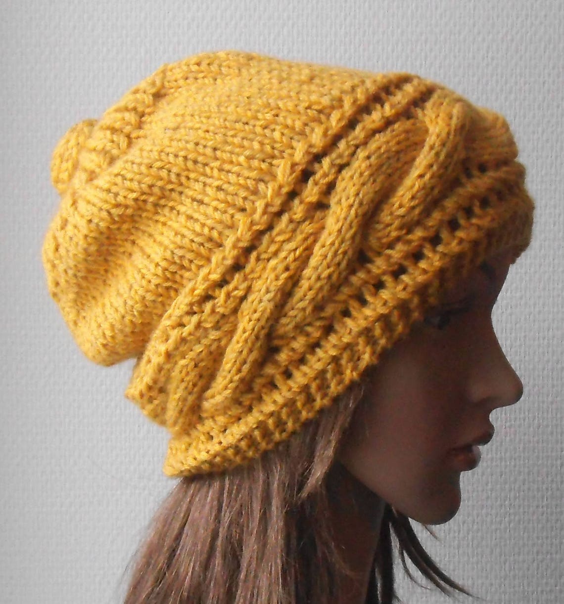 Wool Hat in Mustard Yellow. Hand Knit Hat. Winter Women Hat. - Etsy