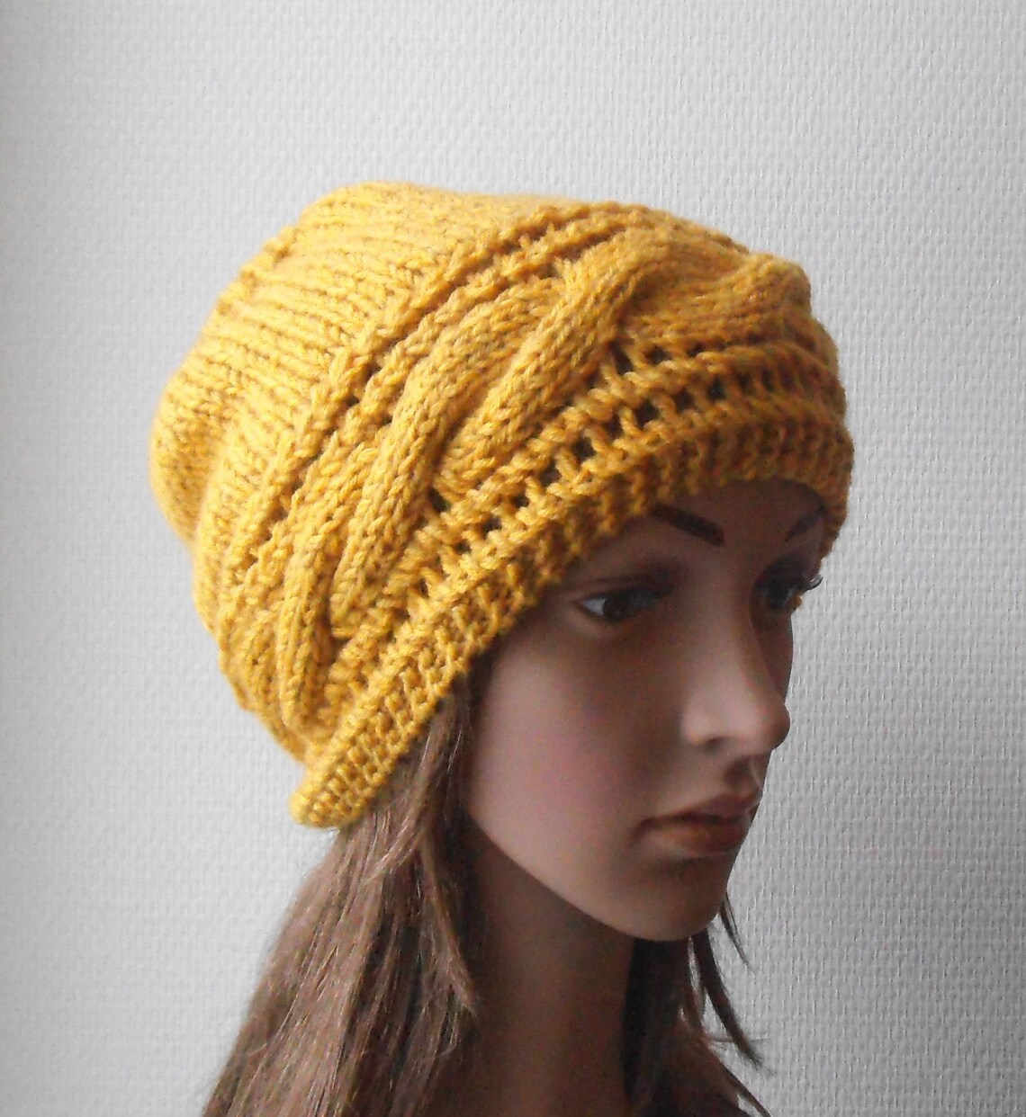 Wool Hat in Mustard Yellow. Hand Knit Hat. Winter Women Hat. - Etsy