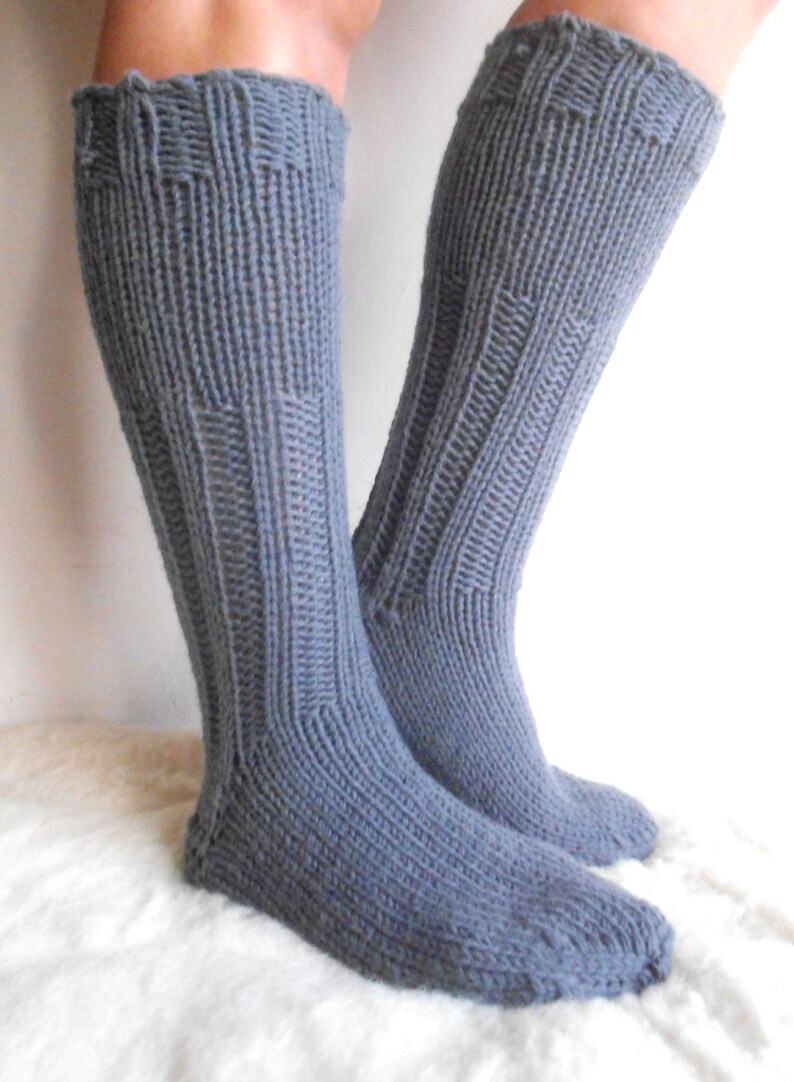 Wool Long Socks "dove Gray". Pure Sheep Wool Yarn. Soft and Comfy. - Etsy