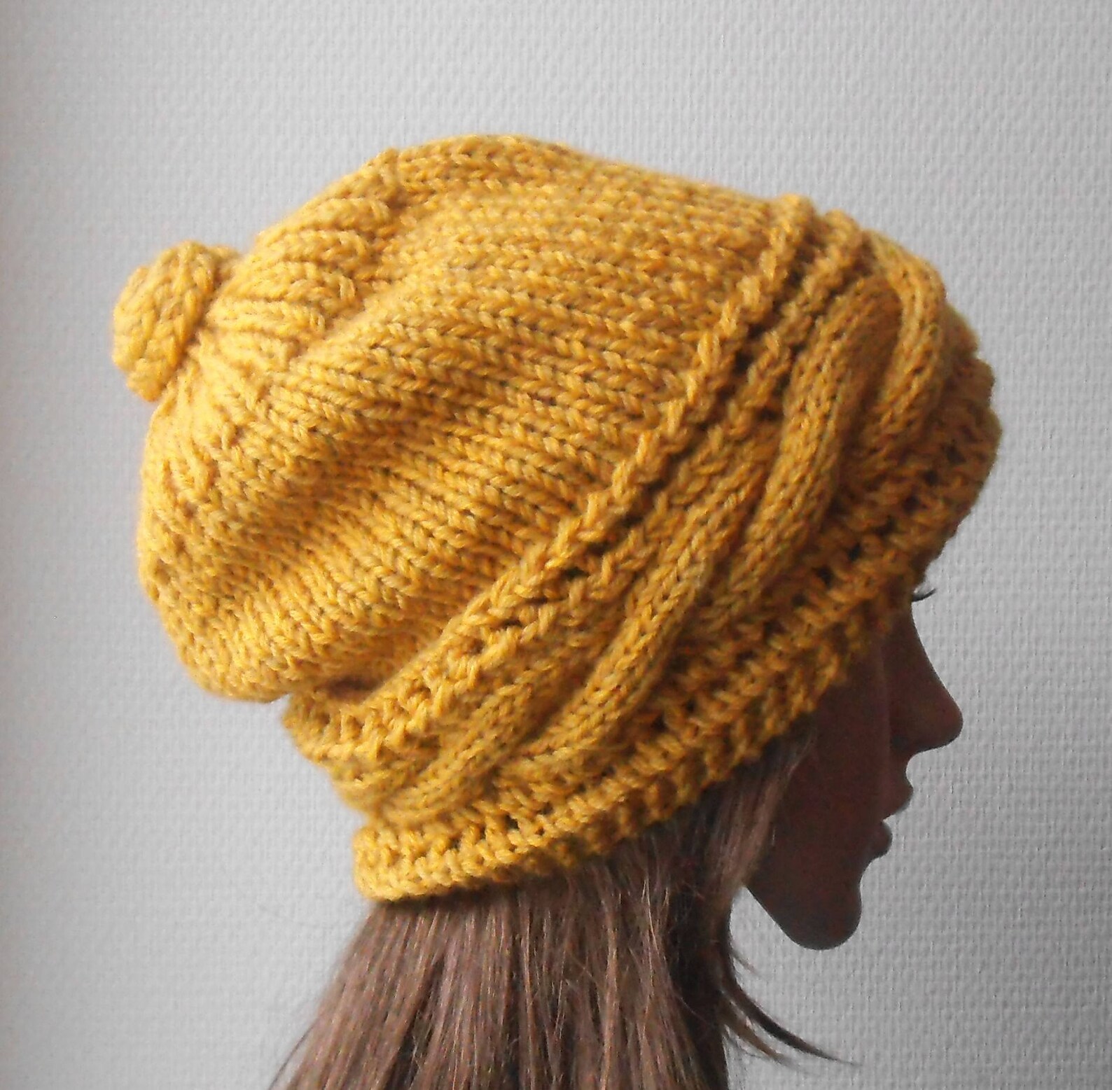Wool Hat in Mustard Yellow. Hand Knit Hat. Winter Women Hat. - Etsy