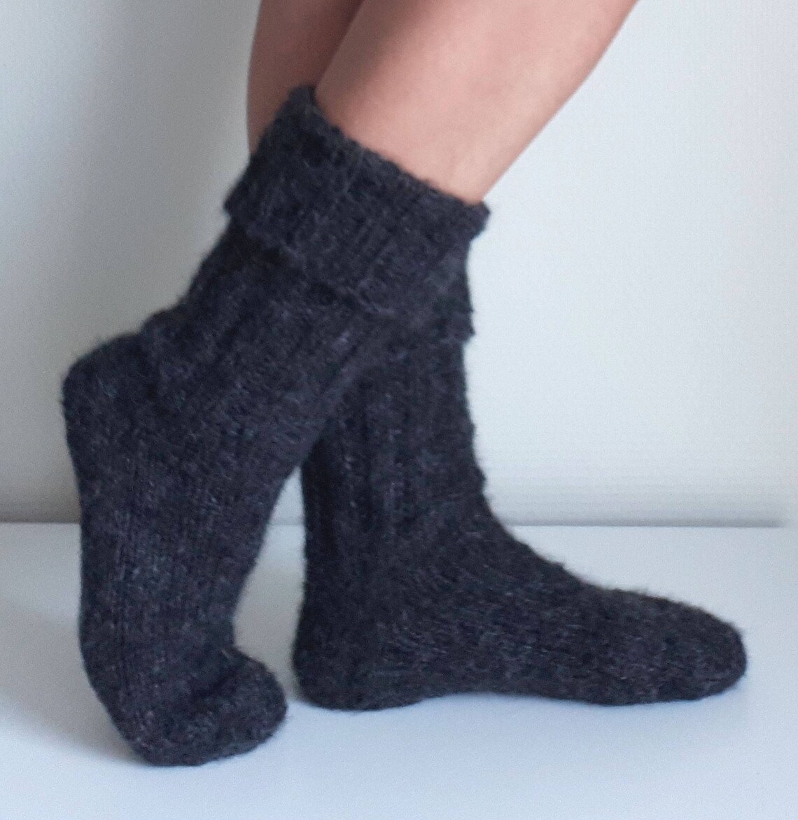 Dark Grey Angora Socks. Pure Angora Wool Yarn. Soft and Comfy. - Etsy