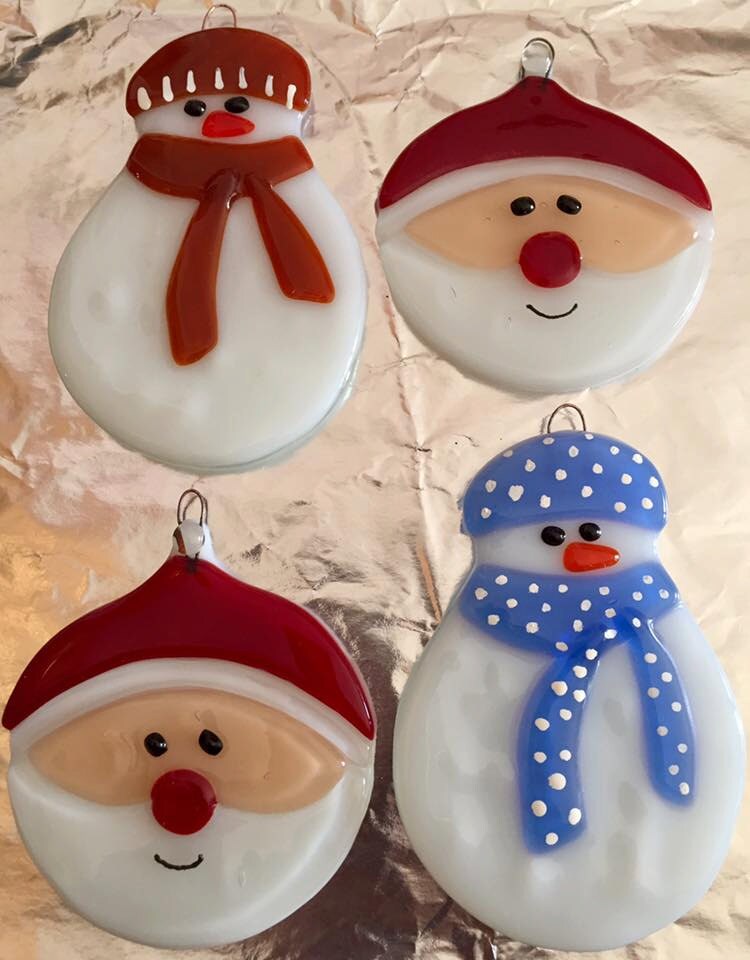 Fused Glass Snowman | Ornament / Tree / Decoration / Christmas / Xmas ...
