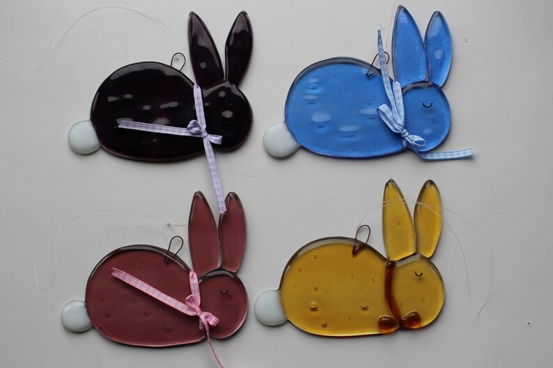 Fused Glass Rabbit / Bunny Sun Catcher Gift / Present / Decor / Home ...