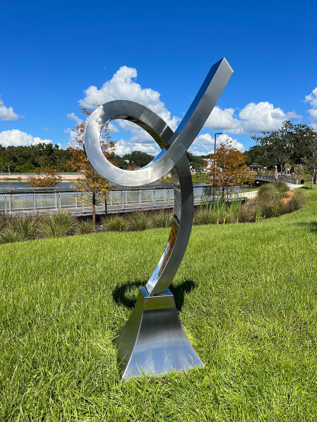 Abstract Sculpture, Large Garden Statue, High Polished Stainless Steel ...