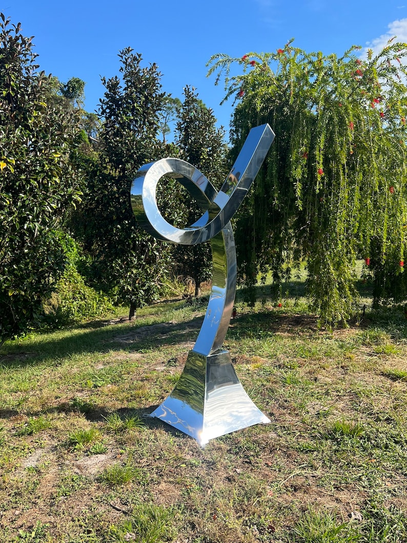 High Polish Metal Sculpture, Large Outdoor Statue, Stainless Steel Art ...