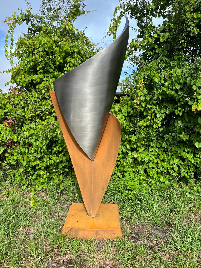 Corten Steel Art Statue, Stainless Steel Flame Sculpture, Contemporary ...