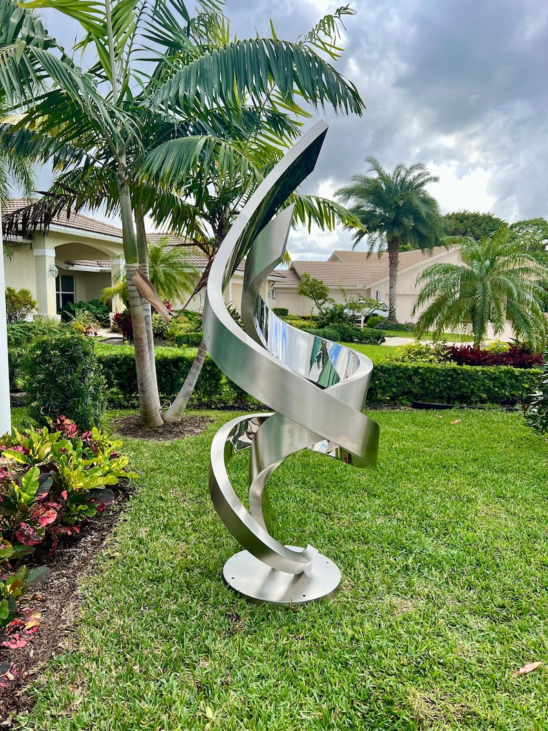 Large Abstract Sculpture, Garden Statue, High Polished Stainless Steel ...