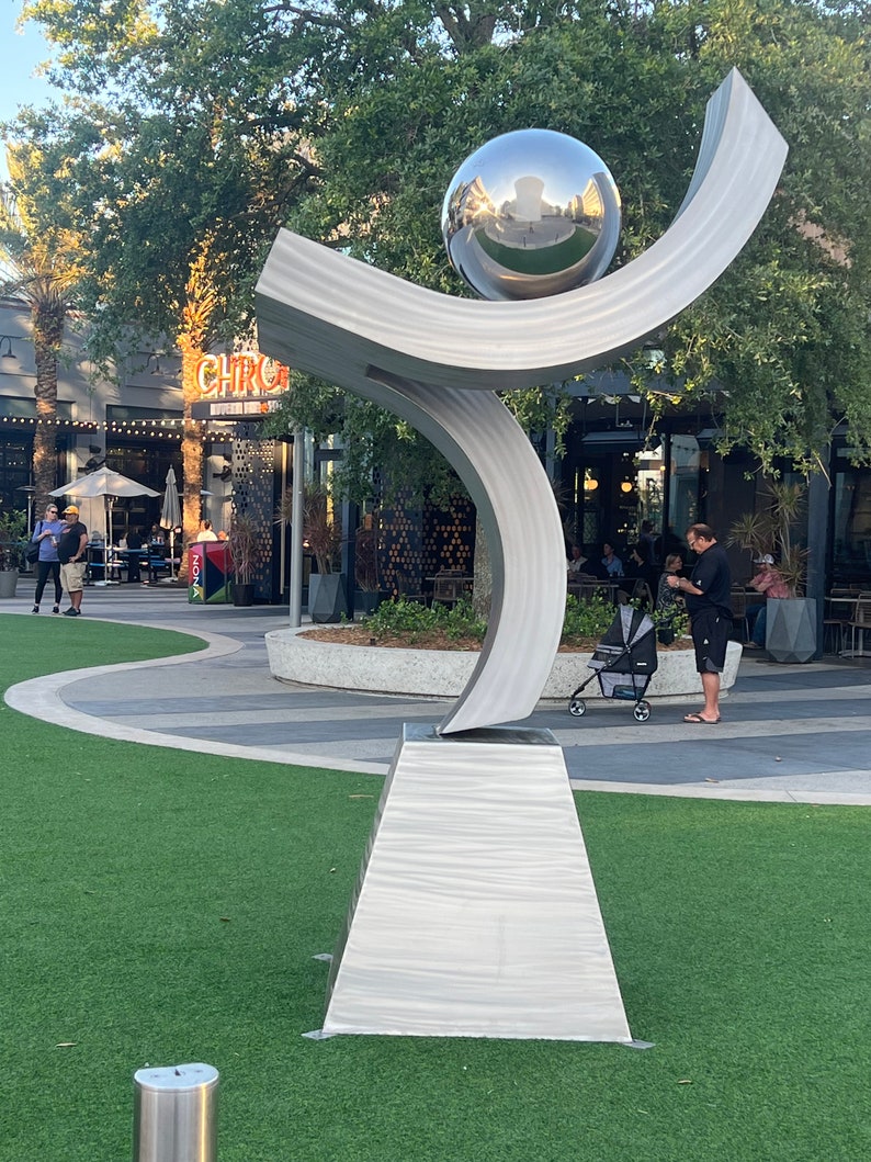 Modern Stainless Steel Garden Sculpture, Poolside Art, Large Metal ...