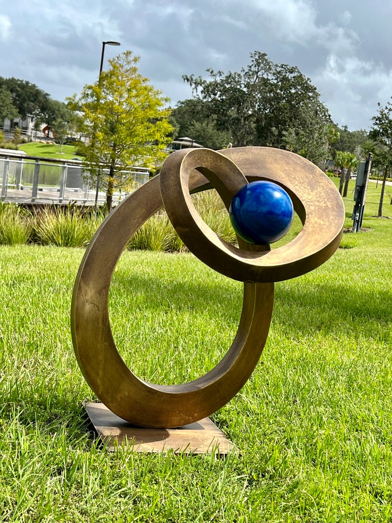 Continuous Loops Brass Outdoor Indoors Yard Sculpture, Minimal Fine Art ...