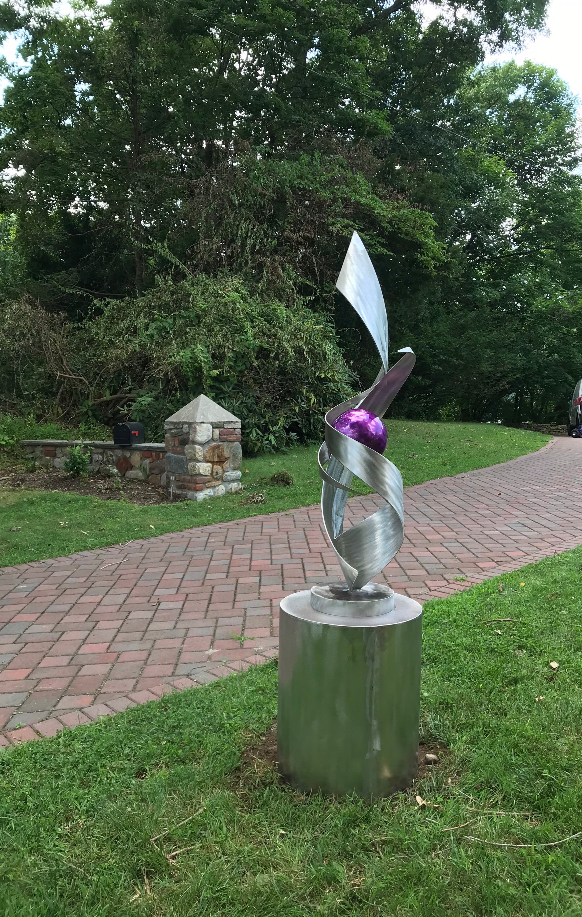 Handcrafted Metal Yard Art, Modern Stainless Steel Sculpture, Unique ...