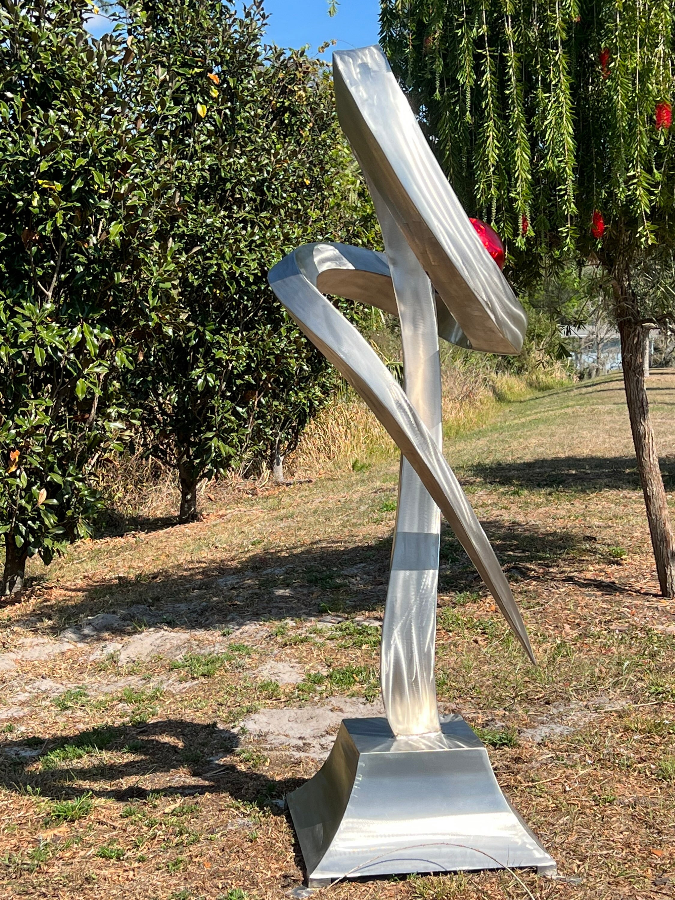 Large Abstract Outdoor Metal Sculpture, Elegant Steel Sculpture With ...