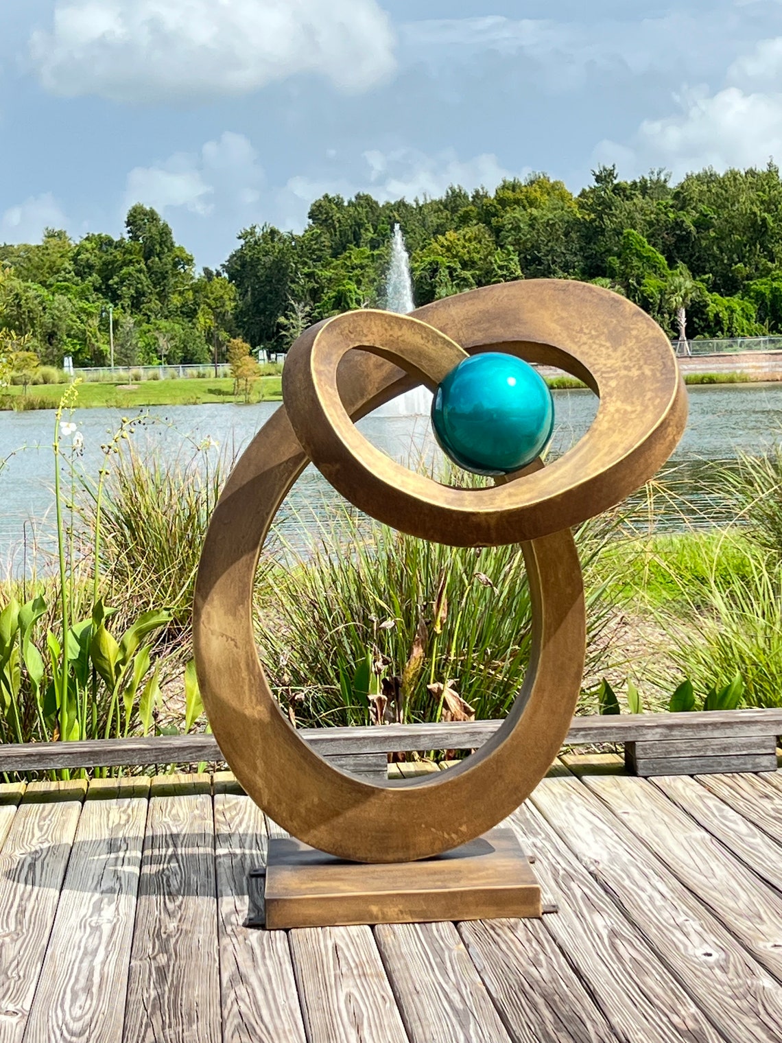 Continuous Loops Brass Outdoor Indoors Yard Sculpture, Minimal Fine Art ...