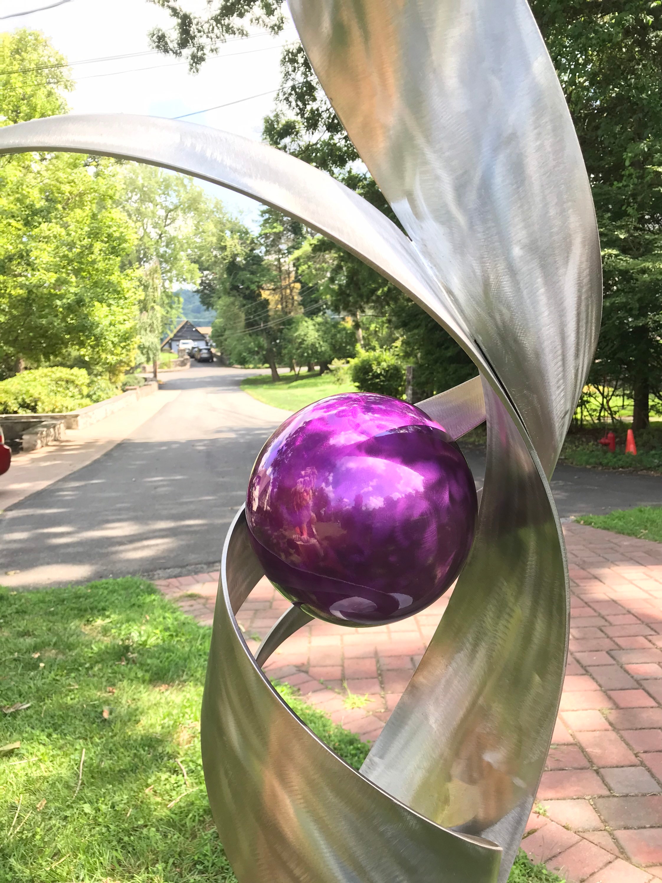 Handcrafted Metal Yard Art, Modern Stainless Steel Sculpture, Unique ...