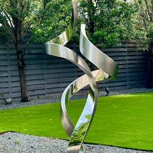 High Polish Stainless Steel Abstract Sculpture, Modern Garden Art ...