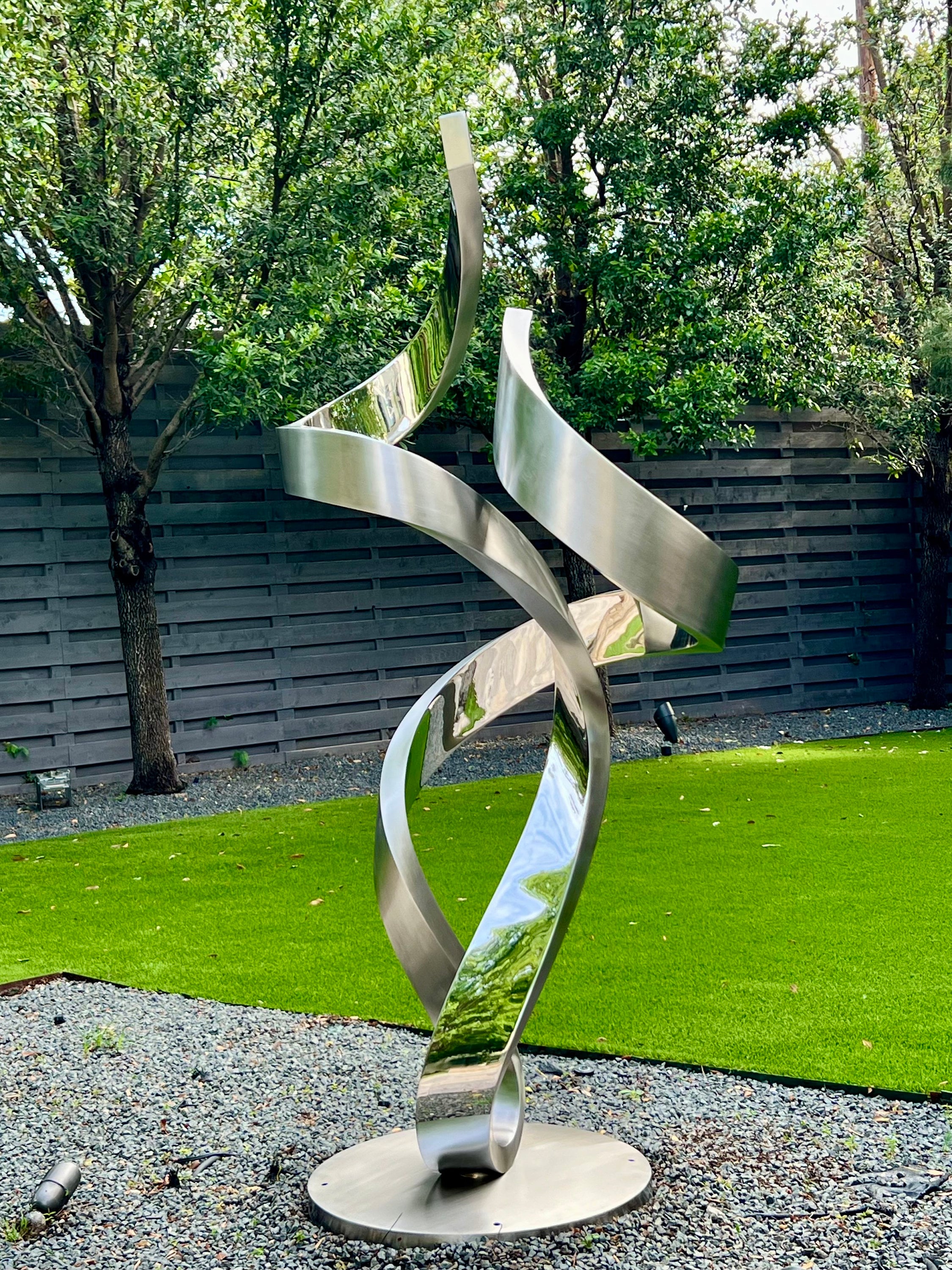Garden Abstract Sculpture, High Polish Stainless Steel Metal Art, Large ...