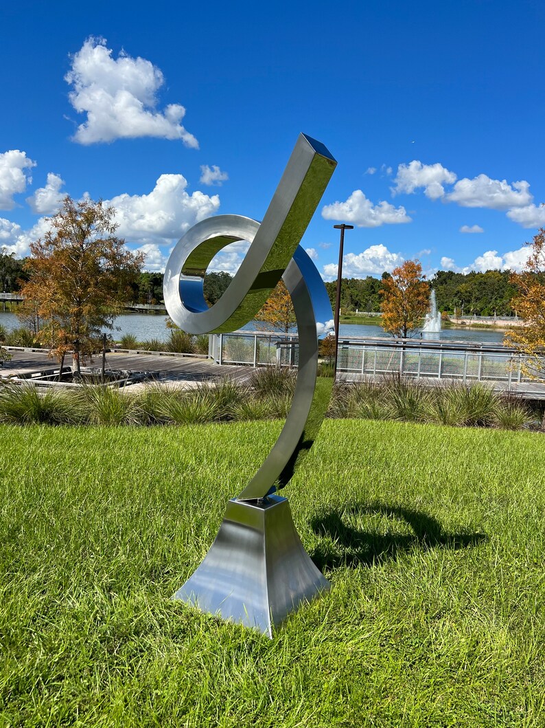 Abstract Sculpture, Large Garden Statue, High Polished Stainless Steel ...