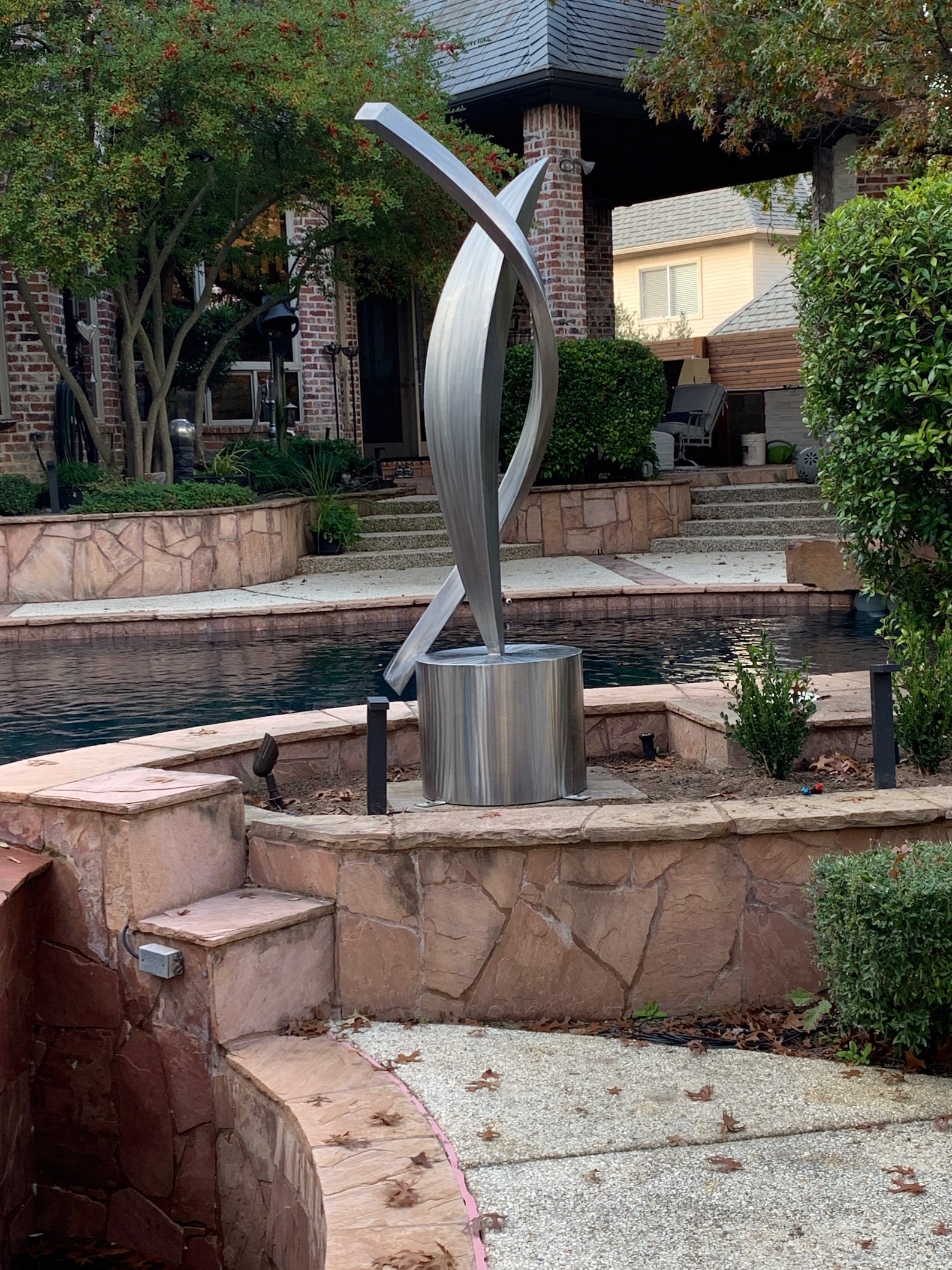 Large Lawn Art Metal Statue, Contemporary Spiral Steel Sculpture ...