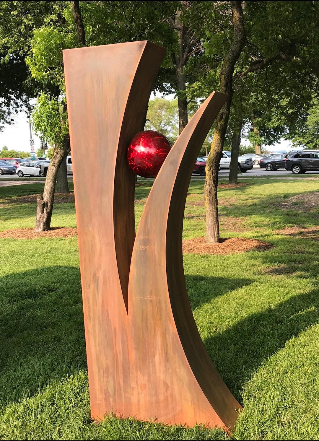 Corten Steel Garden Sculpture, Modern Yard Art - Etsy