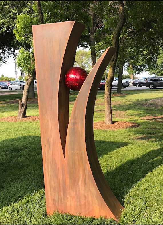 SPLIT ENDS design B Corten Steel Sculpture for Front Yard - Etsy