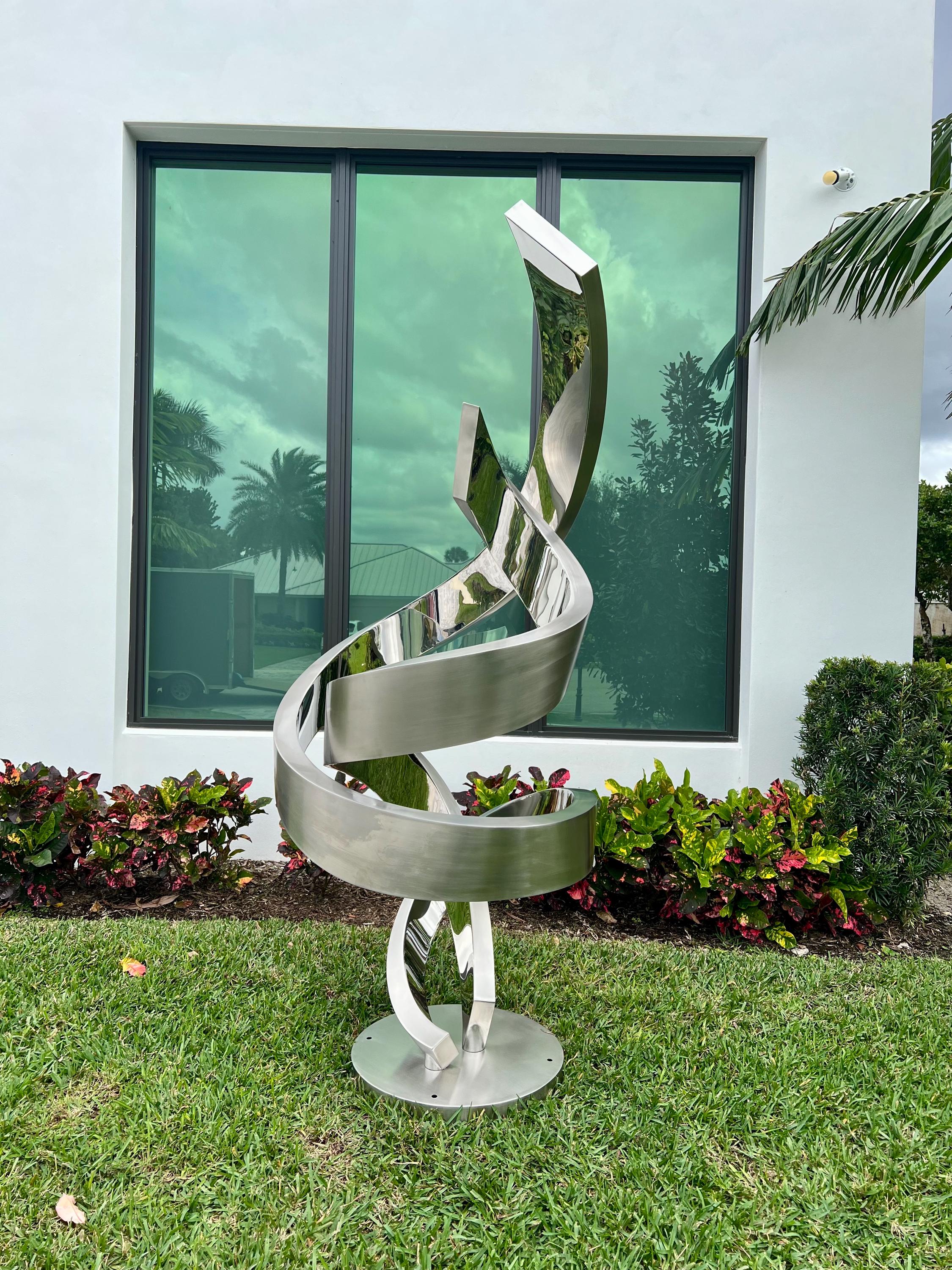 Large Abstract Sculpture, Garden Statue, High Polished Stainless Steel ...